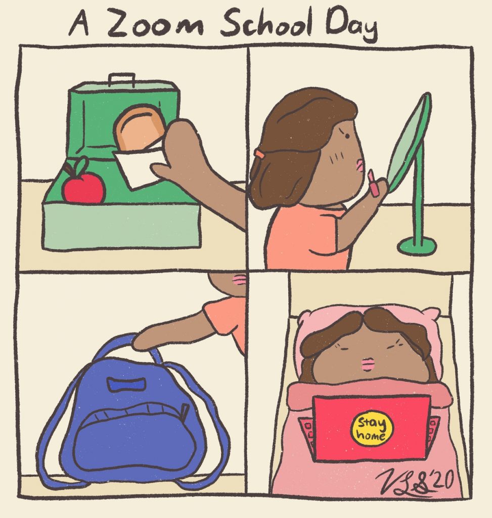 Editorial Cartoon: A zoom school day - Daily Bruin