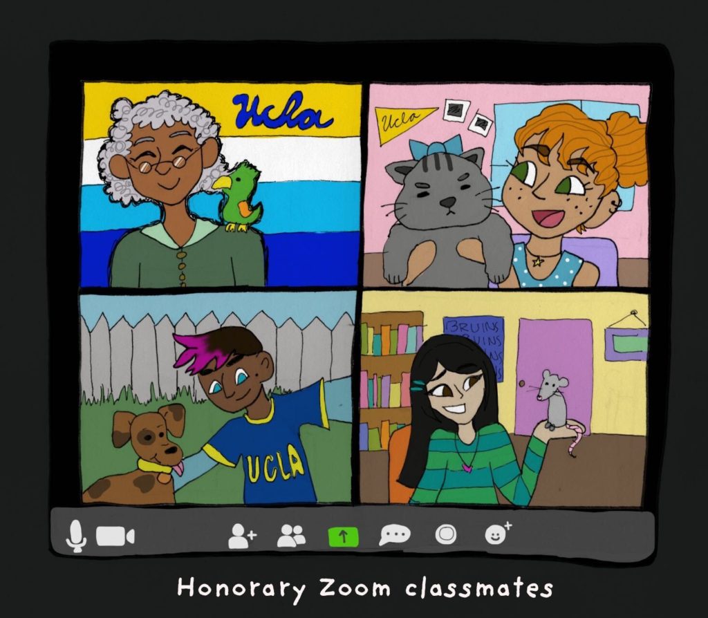 Editorial Cartoon: Honorary zoom classmates - Daily Bruin