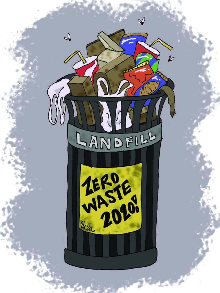 Editorial cartoon: Zero waste 2020 - Daily Bruin
