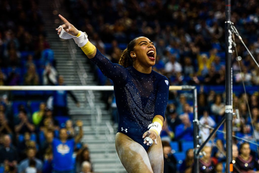 Defying gravity: UCLA gymnastics’ Margzetta Frazier hits 100th routine ...