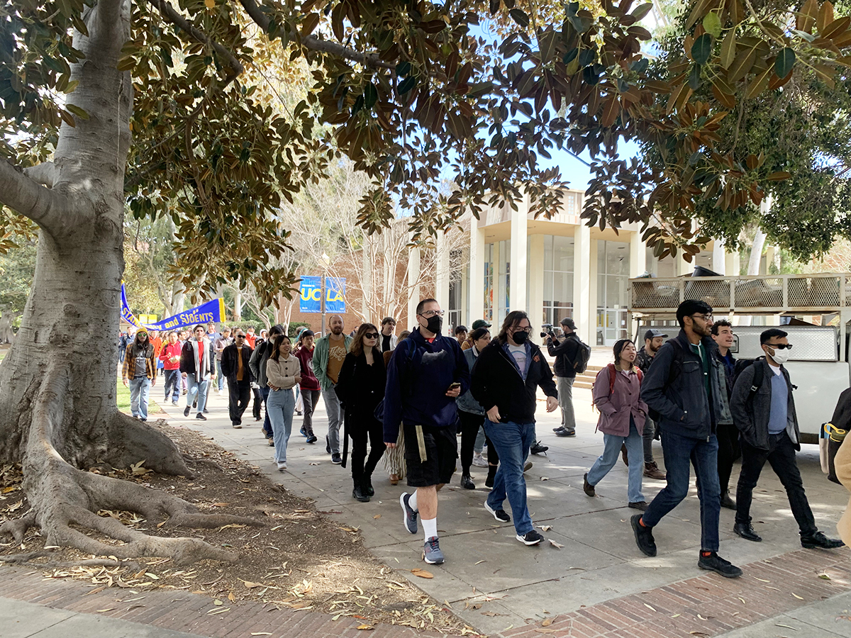 UCLA community leads protest against cuts to graduate student ...