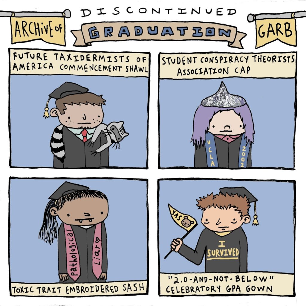 Editorial Cartoon: “Archive of Discontinued Graduation Garb” - Daily Bruin