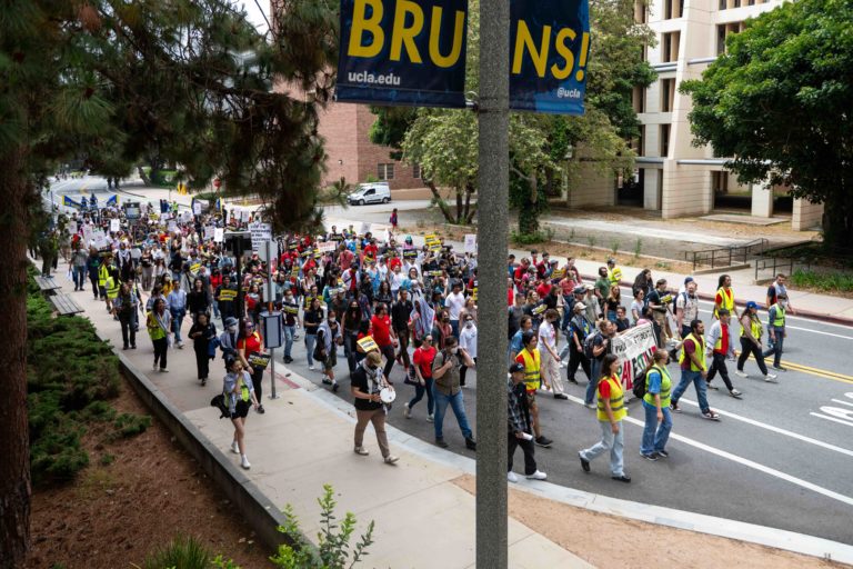 People from across the UC gathered to protest against order halting UAW ...