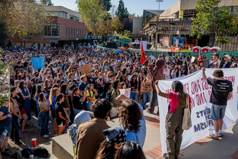 Hundreds demonstrate on campus as part of nationwide protest against ...