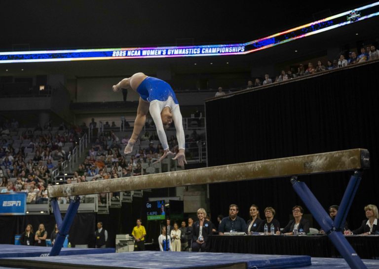 UCLA gymnastics assistant coach Lacy Dagen leads Bruin beam routines to ...